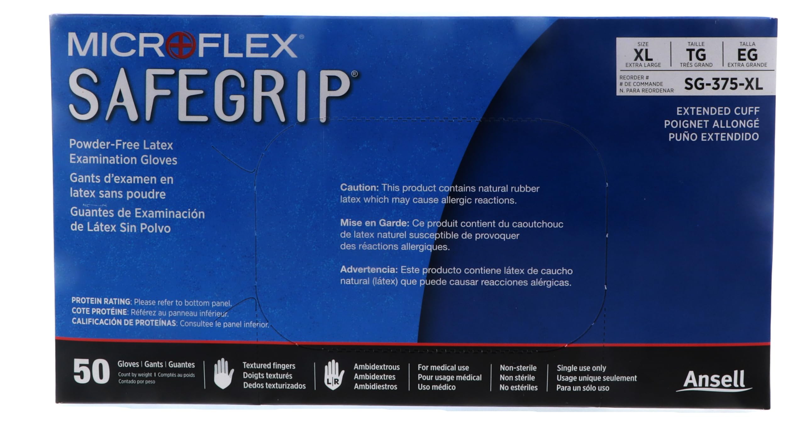 Microflex Sg-375-Xl Extra Large Safegrip Gloves 50 Count