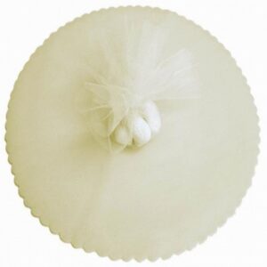 50 scalloped tulle circles 9" wedding favor wrap - ivory