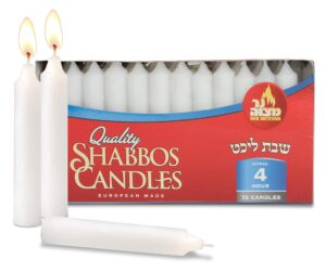 ner mitzvah classic white taper candles – 7 inch candles - 60 bulk pack - for shabbat candles, dinner tables, restaurants, ceremonies and emergency - 6 hour burn time