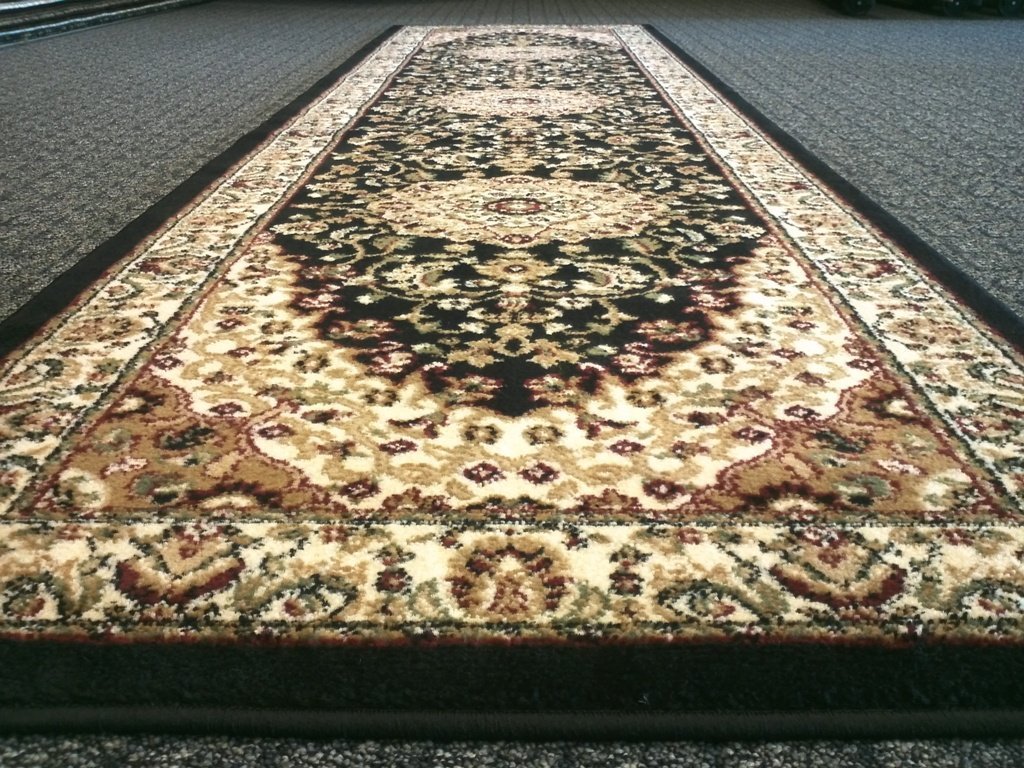 Bellagio Traditional Area Rug Runner 32 Inch X 10 Feet Black Design 401