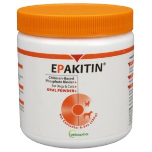 vetoquinol epakitin chitosin-based phosphate binder for cats & dogs – renal support supplement powder - 180g