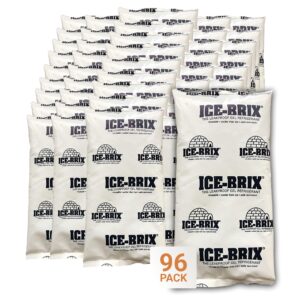 aviditi ice-brix ice packs: food-safe reusable refrigerant gel ice packs for instant reliable cold in coolers, shipping, or lunch box - 5” x 2 ¾”, (96 pack)