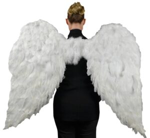 touch of nature white adult angel wings - 52" by 36" - halo included - white feather wing - costume wings - large angel wings