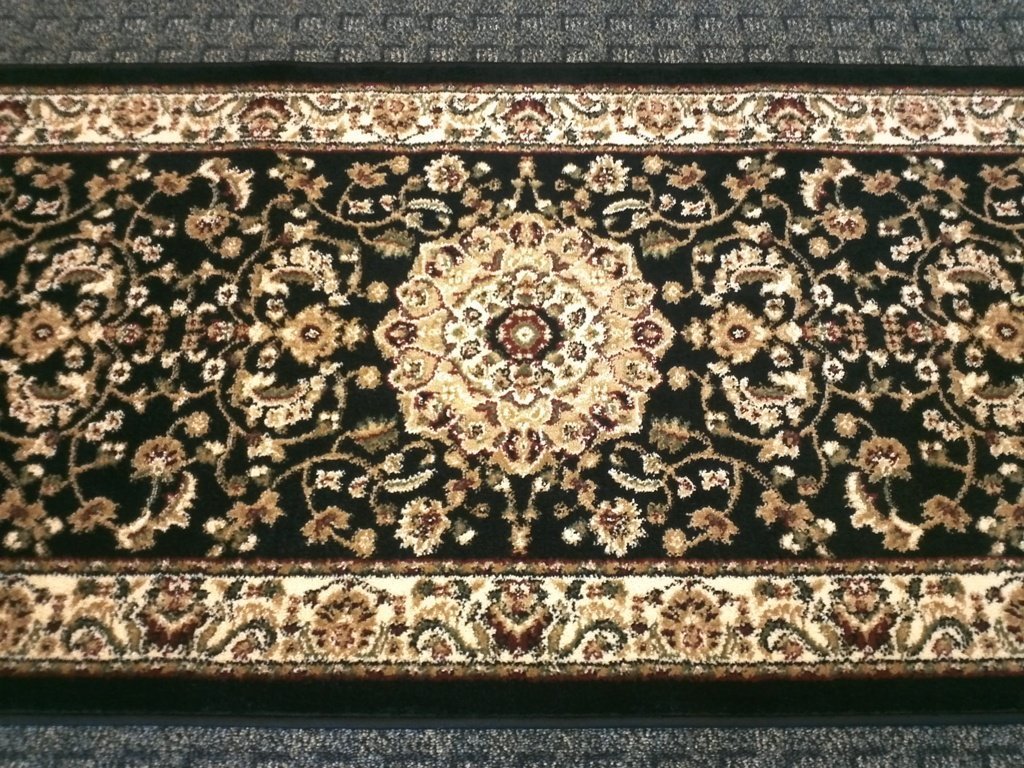 Bellagio Traditional Area Rug Runner 32 Inch X 10 Feet Black Design 401