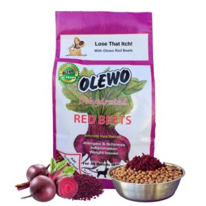 olewo original red beets for dogs – natural anti itch for dogs, dog food topper, immune, cleansing, skin & coat support, dehydrated whole food dog multivitamin, fiber for dogs, 1 lb