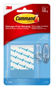 medium clear hooks, 9 refill strips, 9 count