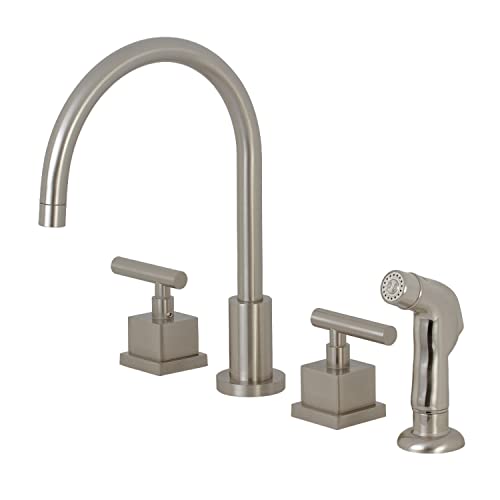 Kingston Brass KS8728CQL Claremont Widespread Kitchen Faucet with Plastic Sprayer, Brushed Nickel