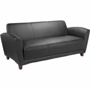 lorell llr68950 - reception collection black leather sofa