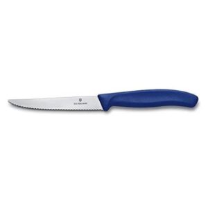 victorinox swiss classic 4-1/2-inch steak/utility knife with spear tip, serrated (blue)