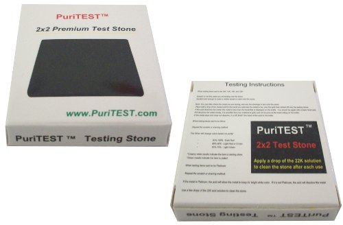 PuriTEST 10k/14k/18k Gold Test Acid Solutions Tester Kit Detect Metals Scrap Jewelry + PRO 2x2" Testing Stone