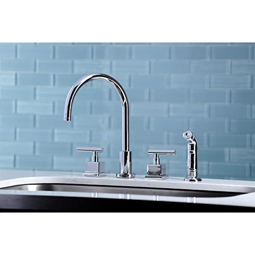 Kingston Brass KS8728CQL Claremont Widespread Kitchen Faucet with Plastic Sprayer, Brushed Nickel