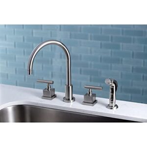 Kingston Brass KS8728CQL Claremont Widespread Kitchen Faucet with Plastic Sprayer, Brushed Nickel