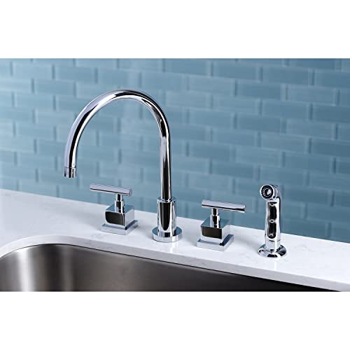 Kingston Brass KS8728CQL Claremont Widespread Kitchen Faucet with Plastic Sprayer, Brushed Nickel