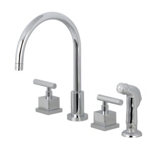 kingston brass ks8721cql claremont widespread kitchen faucet, polished chrome