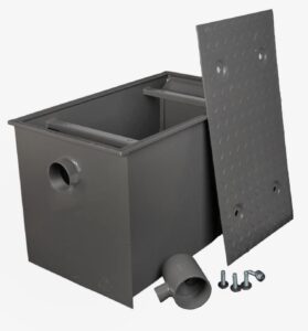 wentworth 50 pound commercial grease trap interceptor for restaurant under sink kitchen, 25 gpm, wp-gt-25