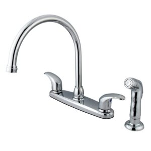 kingston brass kb6791llsp legacy 8-inch goose neck spout kitchen faucet with matching finish sprayer, polished chrome