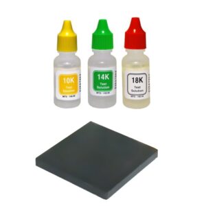 puritest 10k/14k/18k gold test acid solutions tester kit detect metals scrap jewelry + pro 2x2" testing stone