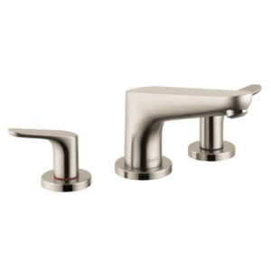 hansgrohe focus modern 2-handle 16-inch wide roman tub filler freestanding bathtub faucet in brushed nickel, 04365820