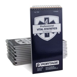 emt/first responders vital statistics notebook – 8” x 4” medical notebook for vital signs and additional patient information – 70 pages (12 pack)