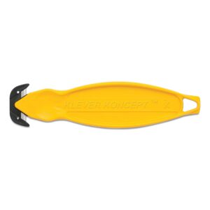 klever koncept safety cutter, 5.75" plastic handle, yellow, 10/pack