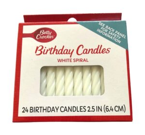 betty crocker candles, white spiral, 24 ct