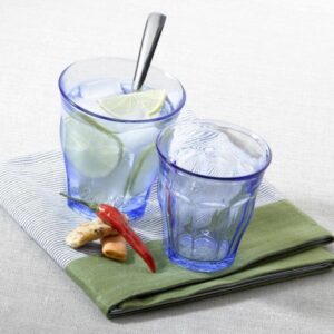 Duralex Made in France Picardie Marine Glass Tumbler Drinking Glasses, 7.75 ounce - Set of 6, Marine Blue