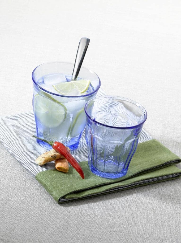 Duralex Made in France Picardie Marine Glass Tumbler Drinking Glasses, 7.75 ounce - Set of 6, Marine Blue