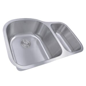 Nantucket Sinks NS3121-16 31-Inch 70/30 Double Bowl Undermount Kitchen Sink, Stainless Steel