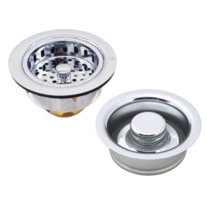 westbrass d2165-26 post style large kitchen basket strainer with waste disposal flange and stopper, polished chrome