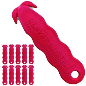 klever innovations kcj-1r safety cutter, advanced plastic polymers, 4-5/8”, red (pack of 10)