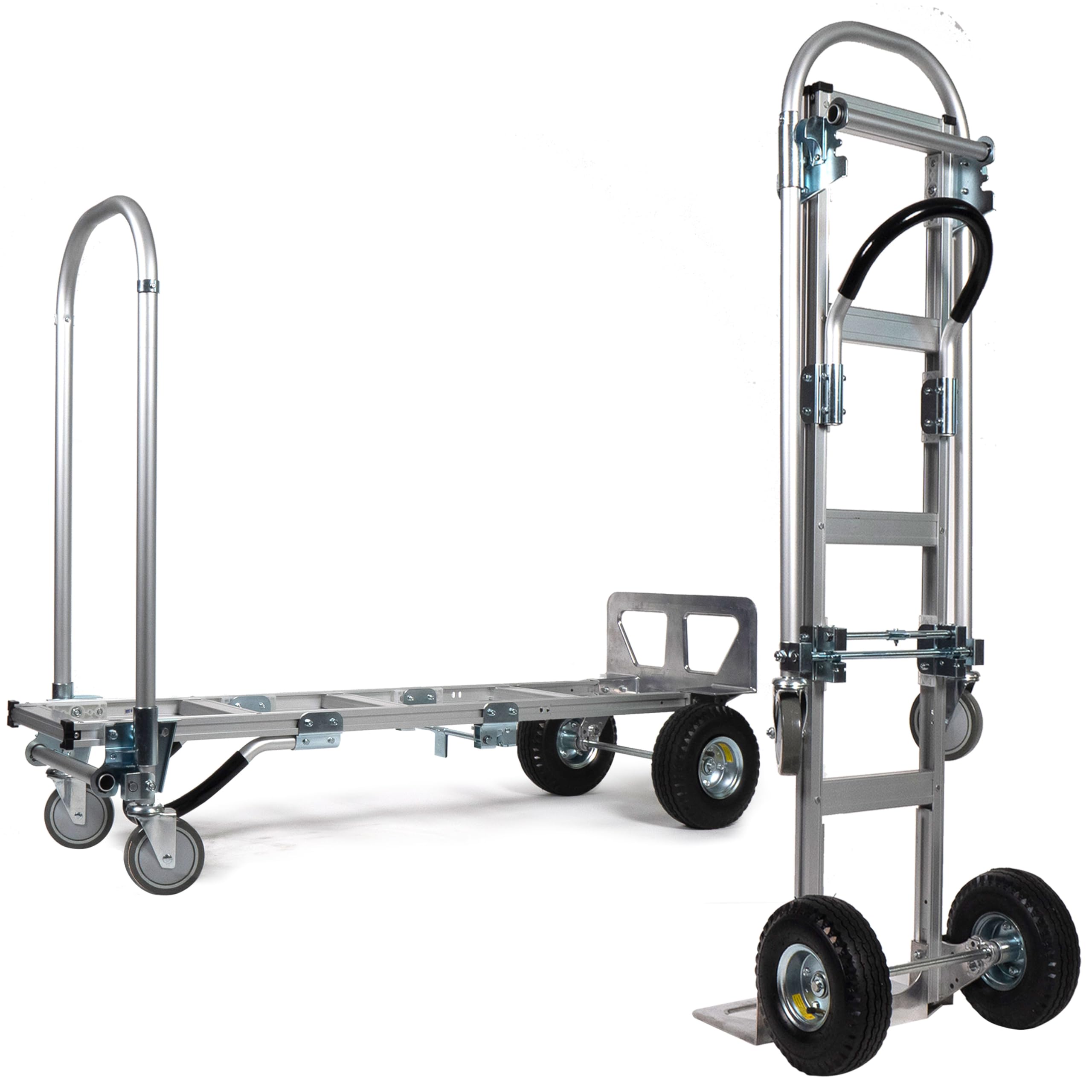 US Cargo Control Convertible Aluminum Hand Truck & Hand Cart - 2-in1 Folding Hand Truck, 770 LBS Capacity, Industrial Hand Dolly, Loop Handle and 10-Inch Pneumatic Wheels, Heavy Duty Dolly for Moving