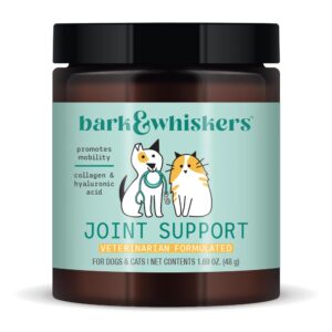 dr. mercola bark & whiskers joint support for dogs & cats, 1.69 oz. (48 g), collagen & hyaluronic acid, promotes mobility, veterinarian formulated, non-gmo