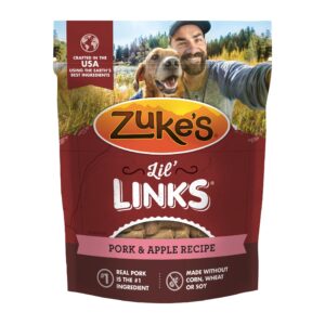 zuke’s lil’ links dog treats for dogs of all sizes, snacking sausage treats for dogs, pet treats made with real pork & apple, 6 oz. resealable pouch​ - 6 oz. bag