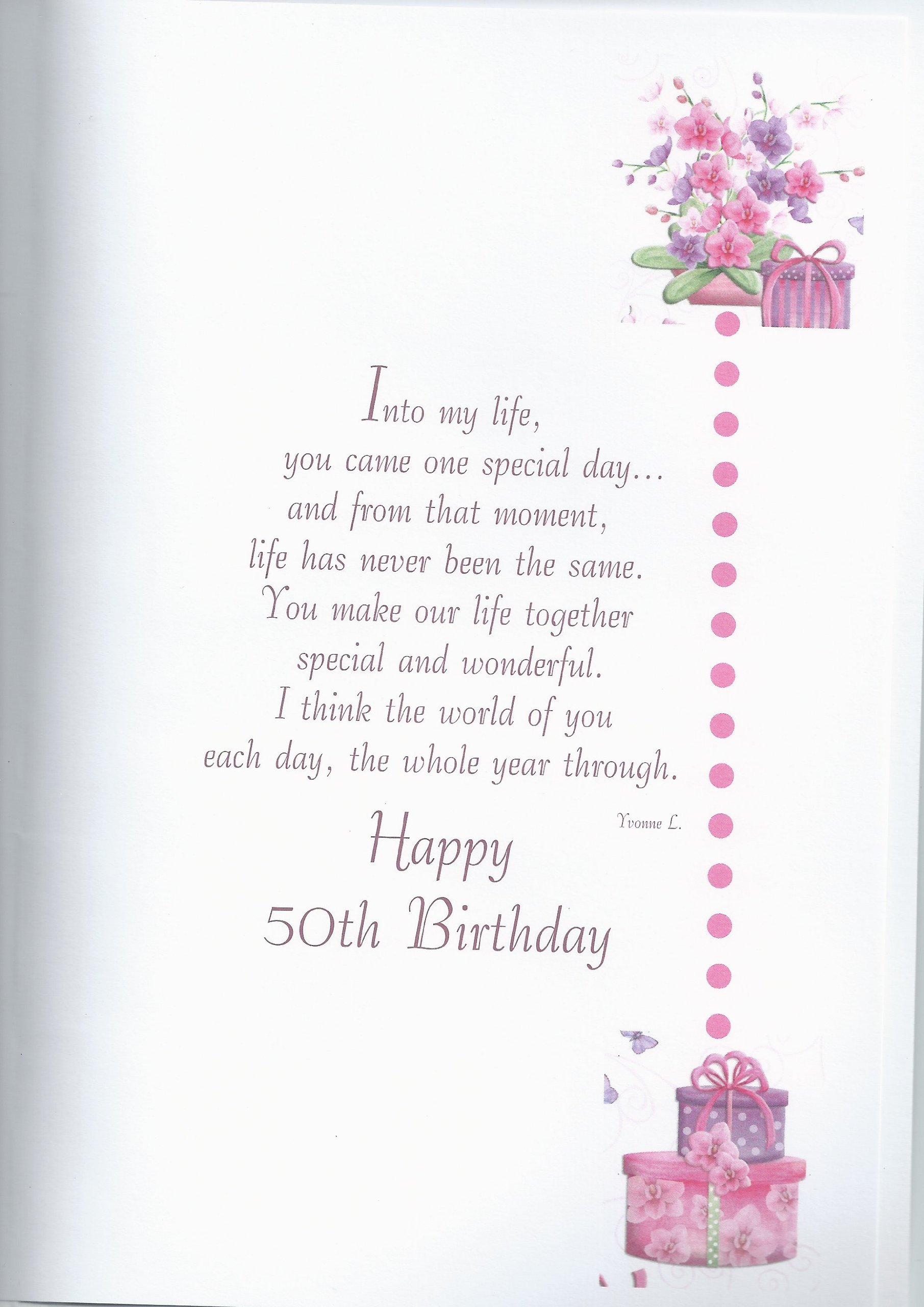 With Love To My Wife On Your 50th Birthday card