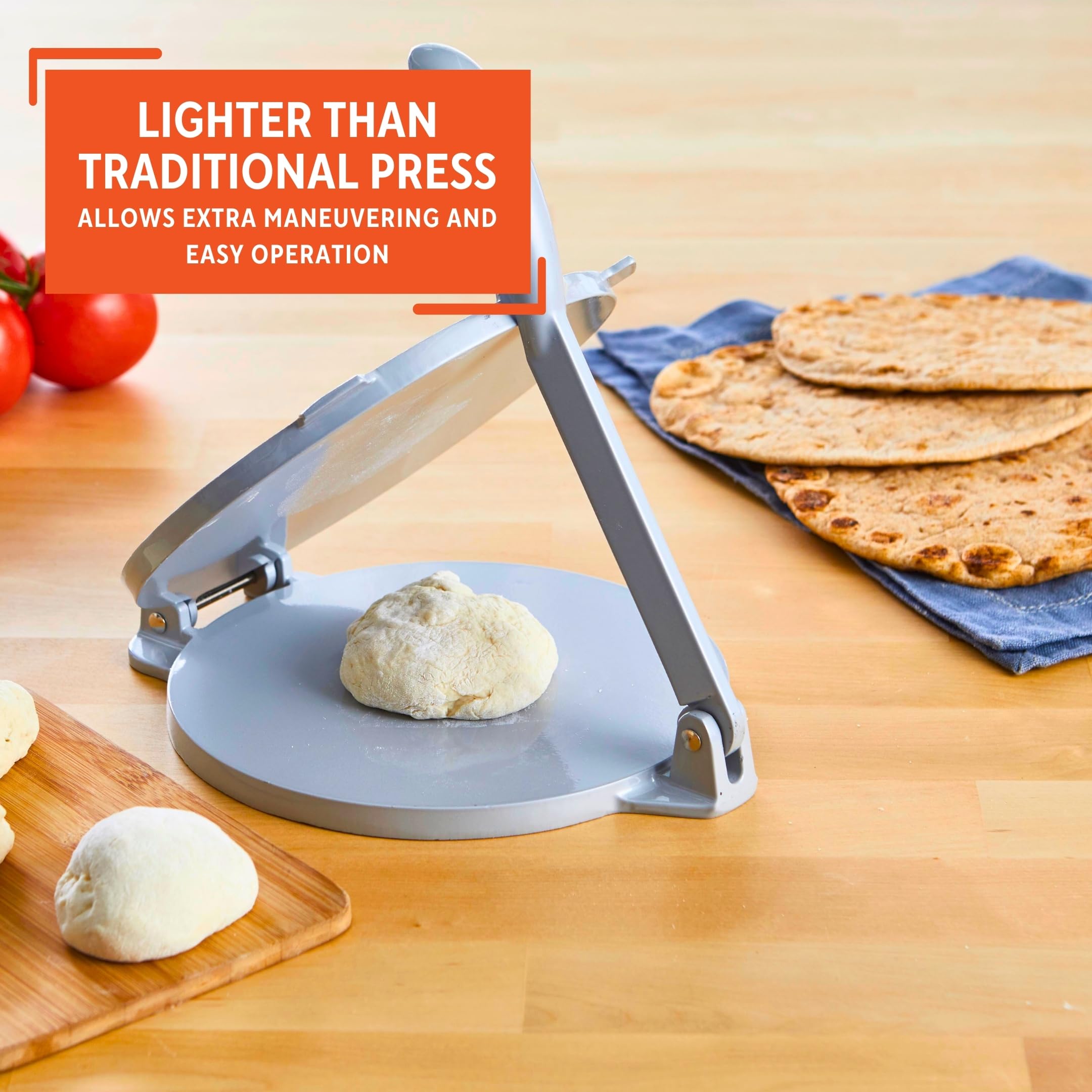 IMUSA USA MEXI-86009M Cast Aluminum Tortilla & Roti Press 8-Inch, Silver