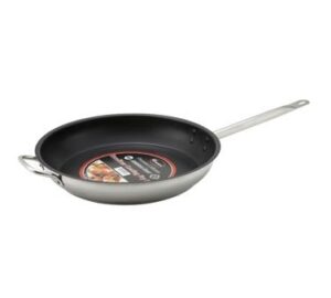 winco ssfp-14ns 14" round master cook fry pan w/ non-stick coating & aluminum core, stainless -