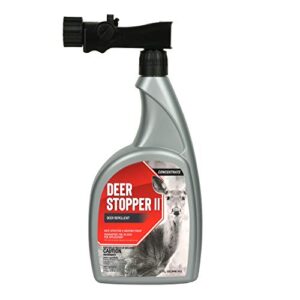 deer stopper ii, liquid animal stopper repellent, all natural, effective all year round, safe for people and pets, no harsh chemicals, ready to use, deer & elk repellent - 32 oz. hose end