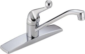 delta faucet classic single-handle kitchen sink faucet, chrome kitchen faucet, kitchen sink faucet 3-hole, chrome 100lf-wf, 8.00 x 8.00 x 8.00 inches