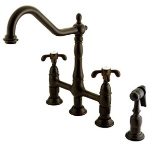 kingston brass elements of design es1275txbs lafayette 8' centerset kitchen faucet with brass sprayer, 8- 3/4', oil rubbed bronze