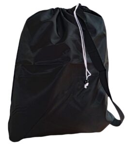 small laundry bag, drawstring, carry strap, lock closure, color: black, size: 22x28, pick from 16 colors