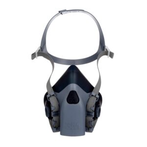 3m reusable respirator half facepiece 7503, niosh, 3m cool flow valve, dual airline supplied air compatible, integrated dropdown suspension, bayonet connections, for chemical handling, painting, large