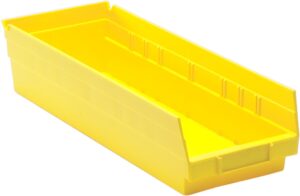 quantum storage systems qsb104yl 20-pack 4" hanging plastic shelf bin storage containers, 17-7/8" x 6-5/8" x 4" , yellow