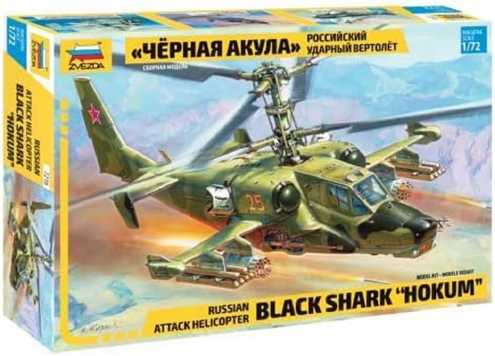 Zvezda 500787216 500787216-1:72 Russian Attack Helicopter Hokum Plastic Construction Kit Model Kit Assembly for Beginners Detailed Olive