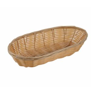 winco oblong woven basket, 9-inch by 4.25-inch by 2-inch, natural, pack of 12