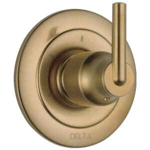 delta faucet trinsic 3-setting shower handle diverter trim kit, diverter valve trim kit gold, 3 way shower diverter, delta diverter trim, champagne bronze t11859-cz (valve not included), 5.00 x 4.50 x 5.00 inches