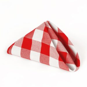 linentablecloth 15-inch polyester napkins (1-dozen) red & white checker