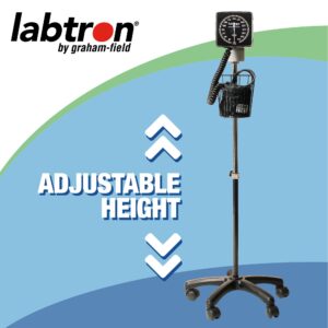 Labtron Mobile Blood Pressure Monitor with Rolling Stand, Adult Large BP Cuff, Height-Adjustable