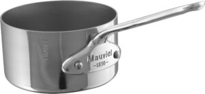 mauviel m'minis 1mm stainless steel mini sauce pan with cast stainless steel handle, 3.54-in, made in france