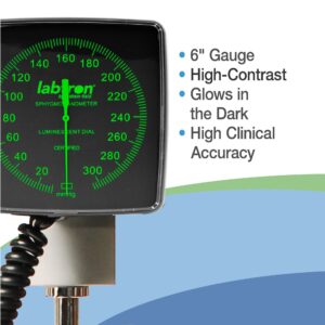 Labtron Mobile Blood Pressure Monitor with Rolling Stand, Adult Large BP Cuff, Height-Adjustable