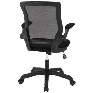 modway veer office chair with mesh back and vinyl seat with flip-up arms in black